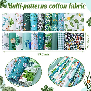 Hosuly 40 Pcs Floral Cotton Fabric Patchwork Roll Cotton Quilting Fabric Roll up Cotton Fabric Quilting Strips 2.55 Inch Precut Patchwork Roll for Craft Sewing DIY Crafts (Green Floral)
