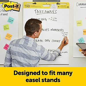 Post-it Easel Pad, 20 in x 23 in, White, 20 Sheets/Pad, 2 Pads/Pk, Mounts to surfaces with Command Strips included (566)