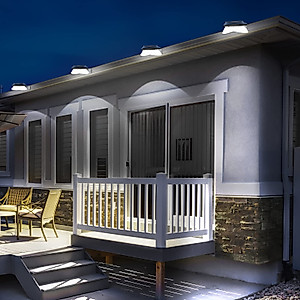 JSOT Solar Fence Lights, Bright Security Outdoor Backyard Lights Waterproof, Patio Decor Sign Lighting for Eaves Deck Pathway Garden Garage Stairs Wall 2 Installations Methods - White Light, 6 Pack