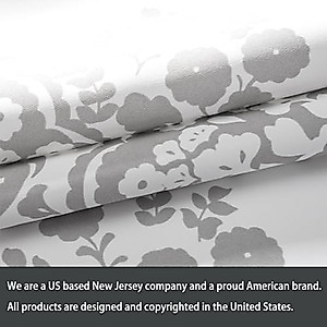 DriftAway Damask Curtains Valances for Windows Farmhouse Style Floral Medallion Patterned Samantha Kitchen Bedroom Livingroom Valance Curtain Single 52 Inch by 18 Inch Plus 2 Inch Header Gray