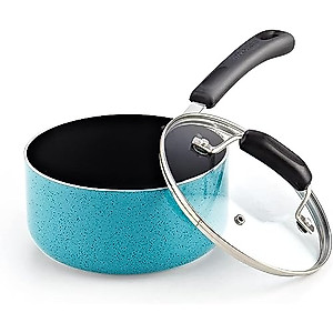 Cook N Home Nonstick Saucepan with Glass Lid 1.5 qt, Non-Stick Cookware Sauce Pan Multi-Purpose Cooking Pot, Induction Compatible, Turquoise