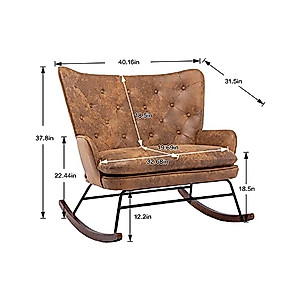 HomSof, Coffee High Back Rocking Chiar Nursery, Comfortable Rocker Padded Seat, Modern Lounge Couch for Bedroom