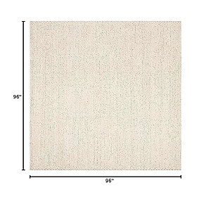 Safavieh Natura Collection Area Rug - 8' Square, Ivory, Handmade Wool, Ideal for High Traffic Areas in Living Room, Bedroom (NAT620A)