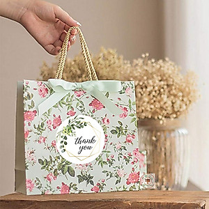 500pcs Thank You Stickers,1" Round Greenery Frames Thank You Stickers Roll 4 Floral Designs Thank You Envelope Labels Perfect for Gift Wraps, Birthday Party Favors