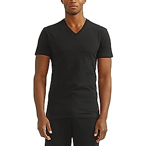 POLO RALPH LAUREN Men's Slim Fit Cotton V-Neck Tee, Polo Black/Red, X-Small
