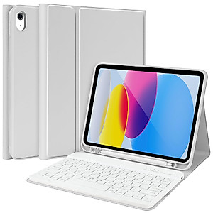 TQQ iPad 10th Generation Case with Keyboard (10.9", 2022),iPad Keyboard Case for 10.9" 10th Gen, Detachable - Pencil Holder - Flip Stand Cover - Keyboard Case for iPad 10th Gen 10.9 inch 2022 Grey