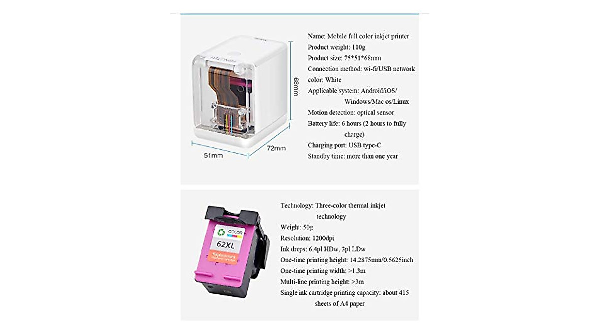 Mini Handheld Color Printer M-Brush - Portable Bluetooth Printer