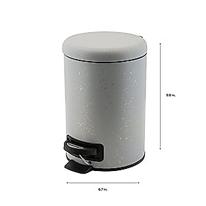 Elle Décor Step Bin with Lid Trash Can | Dimensions: 8.7"x 6.7"x 9.8" | 3 Liter | Speckled Design | Bathroom Accessories | Easy Open and Close | Grey