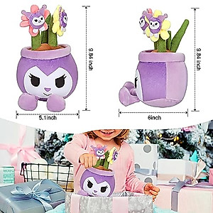 Boufaik 3pcs Kawaii Plush Doll, Cute Cinnamon My Melo Plushies, Stuffed Potted Plants Plush Toy, Home Decoration Stuffed Soft Plush Flower Gifts for Kids Boys(Pink+Purple+Blue)