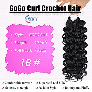 7 Packs GoGo Curl Crochet Hair 10 Inch Short Curly Crochet Hair for Women Water Wave Beach Curl Deep Twist Crochet Braids Synthetic Braiding Hair Extensions(10 Inch, 1B)