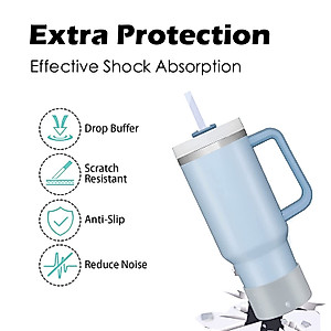 Silicone Boot for Stanley 40 oz Quencher Adventure-Stanley IceFlow 20oz 30oz Rubber Bottom Tumbler Accessories,Protective Water Bottle Bottom Sleeve Cover,BPA Free (Grey+Transparent)