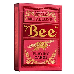 bee MetalLuxe™ Playing Cards - Red Foil Diamond Back, Standard Index