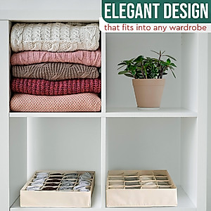 2Pcs Dresser Drawer Organizers - Underwear Drawer Organizer Sock Organizer Closet Organization and Storage Drawers Organizer - 40 Cell Sock Drawer Organizer Divider Closet Drawers Underwear Organizer