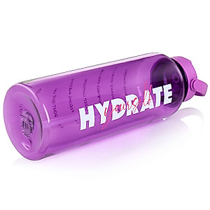 Gibson Home Brever 50oz Hydrate Yourself Hourly Motivation Water Bottle in Purple