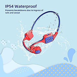 IKKO LOT ITB-X Kids Bone Conduction Headphones Bluetooth 5.2, Ear-Care Headsets for Children with Volume Limited 85dB & IP54 Waterproof for Indoor Outdoor iPad Tablet PC, Red