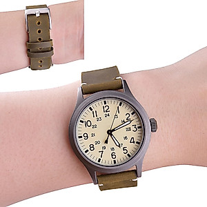 18mm Classic Genuine Leather Watch Bands Quick Release Vintage Leather Watch Straps Compatible with Seiko Watch for Men, White Elephant Gifts, Stocking Stuffers for Men