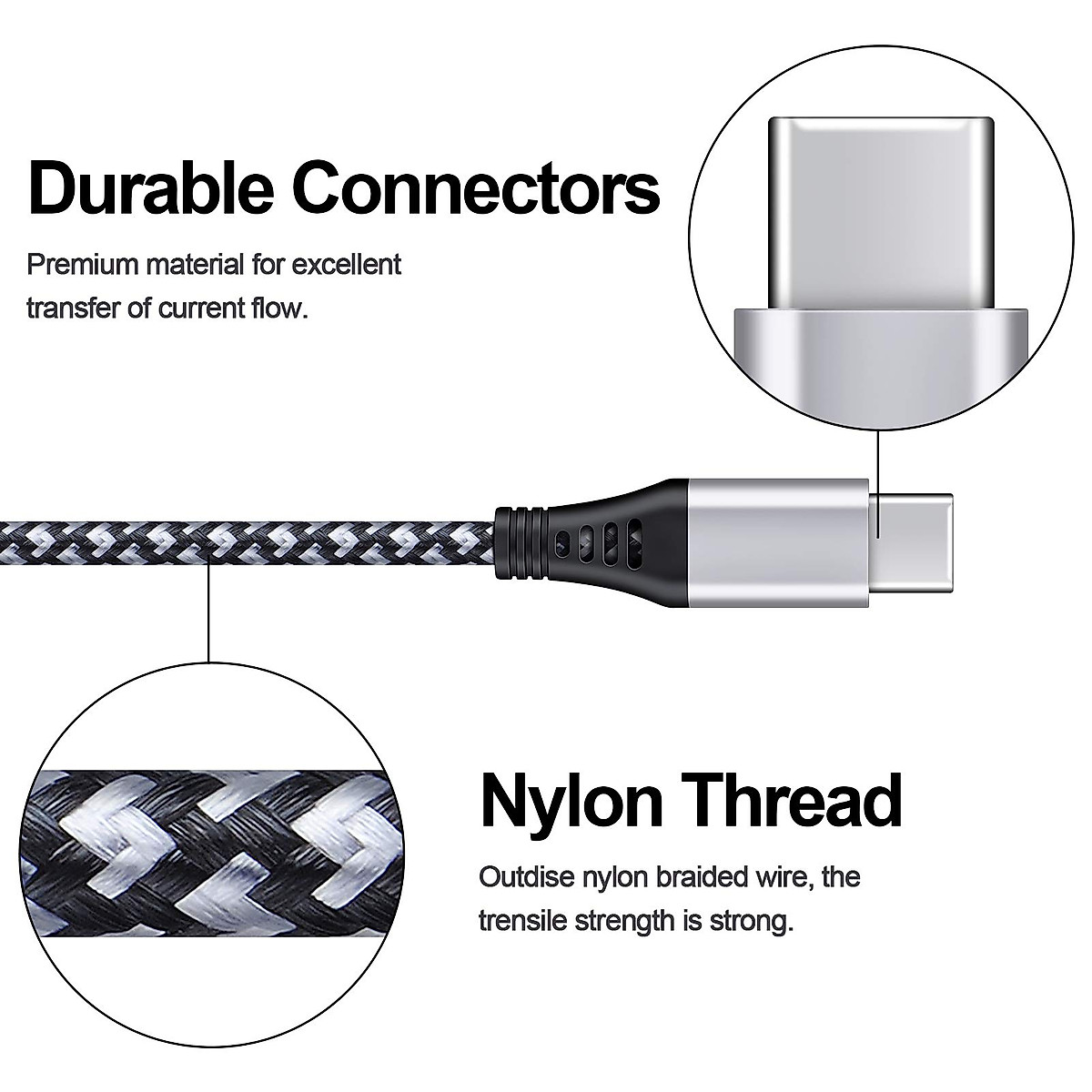 Samsung Type C Charger Cable 3Pack Nylon Braided USB A to USB C Cable 6FT Android Phone Cord for Samsung Galaxy S25 S24 FE A15 A55 S24 A35 A14 5G A13 A23 A33 A54 A53 S24 Ultra S23 Ultra, iPhone 16 15