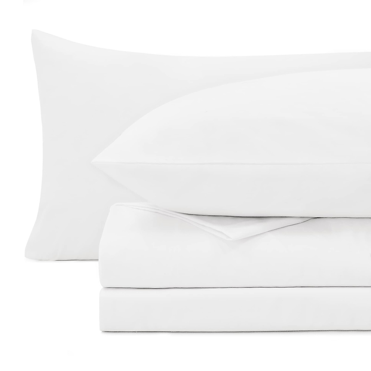 Deconovo Bed Sheets White Full Size Sheet Sets Microfiber 16" Deep Pocket 1800 Thread Count Luxury Comfort Bedding Silky Soft Touch 4 Pieces Pillowcases Flat Sheet & Fitted Sheet