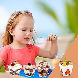 Merkaunis 100pcs 4 oz Dessert Cups with Spoons Parfait Cups Appetizer Cups Small Dessert Cups Dessert Bowls for Tasting Party Desserts Mousse Puddings Ice Cream