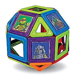 MAGFORMERS Teenage Mutant Ninja Turtles 60 Pieces Set, Green and Purple, Educational Magnetic Geometric Shapes Tiles Building STEM Toy Set Ages 3+