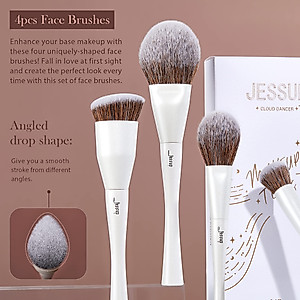 Jessup Makeup Brushes Set 14pcs Make up Brushes Premium Synthetic Foundation Concealer Blush Contour Powder Eye Shadow Blending Brush, Pearl White T343