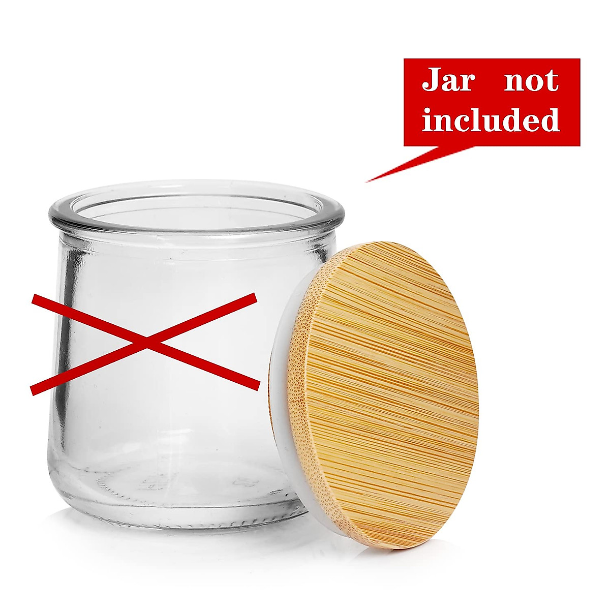 Oui Yogurt Jar Lids, Oui Yogurt Bamboo Jar Lids Set, Wooden Lids for Oui Yogurt Jars, Oui Yogurt Jars Lids with Silicone Sealing Rings, Cookie Glass Storage Lids, for 5 Oz Oui Yogurt Jars - 4 Pack