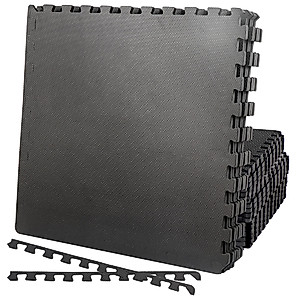 HomGarden Puzzle Exercise Mat 1/2’’ EVA Interlocking Foam Floor Mats for Exercise Equipment Home Gym Workout Mat(6 Tiles) Black
