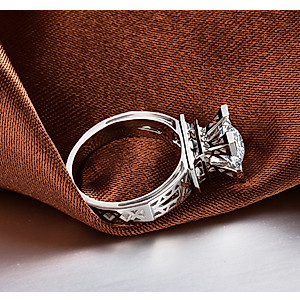 White Gold Plated Solitaire Style Eiffel Tower Ring with AAA Round Cubic Zircon Crystal Wedding Engagement Ring Fashion Jewelry for Women (7)