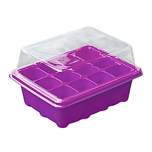 cdar Plant Starter Tray,Nursery Tray,Plant Starter Kit with Dome,Multi-compartments High Survival Rate Plant Flower Grow Box,Propagation Tray for Plant Growing Starting Purple S