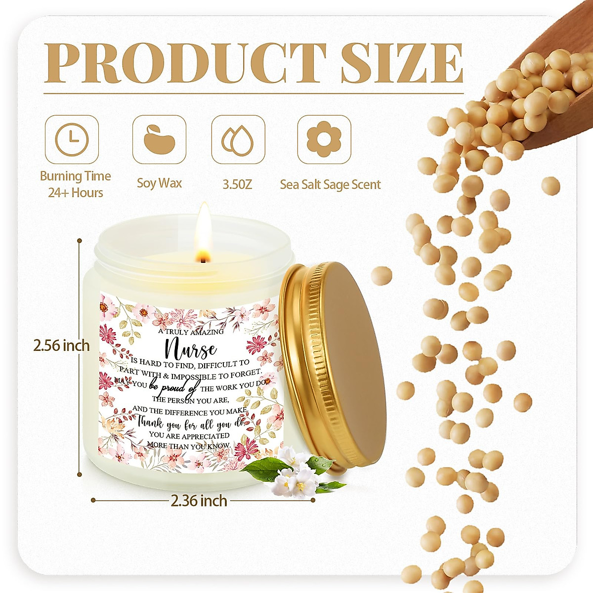 Lewtemi 12 Pcs Appreciation Nurse Week Gifts Candle Bulk for Women Men Nursing School Graduation Gift CNA Week Nurse Day Thank You Gift Lavender Scented Candle for Rn LPN LVN Practitioner(White)