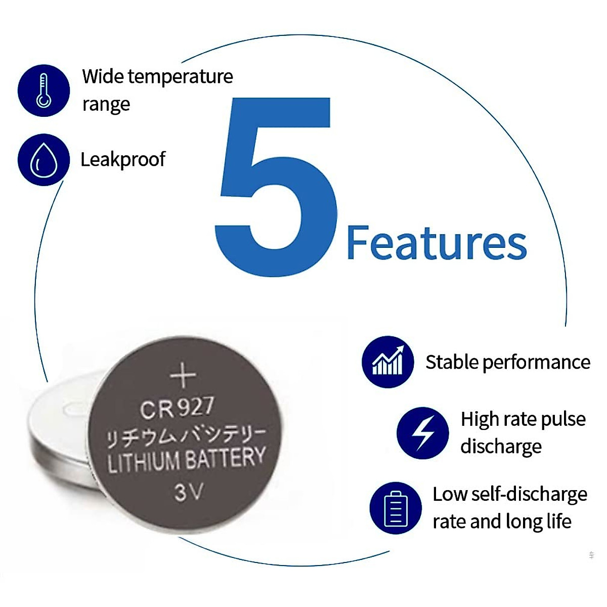 Cotchear 5pcs/Pack CR927 Coin Battery 3V Lithium Cell Button Battery ECR927 5011LC DL927 BR927 KCR927 LM927 CR927 Button Batteries for Watch Toy Remote