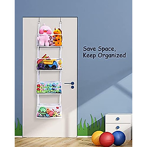 ULG Over Door Organizer with 4 Large Ultra Sturdy & Large Pockets Organizer, 22 lbs Capacity Hanging Storage Organizer with Clear Window for Bedroom Nursery, Baby Kids Toys, Shoes, Diapers, White