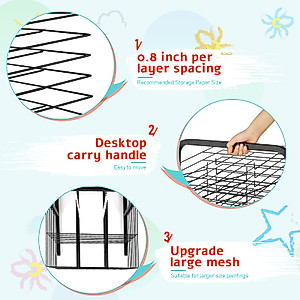 Lzttyee Art Drying Rack for Classroom Paint Drying Rack Art 20 Shelves Metal Desktop Artwork Storage Display Rack Art Drying Rack for Classroom Painting Crafts (20 Shelves-1)