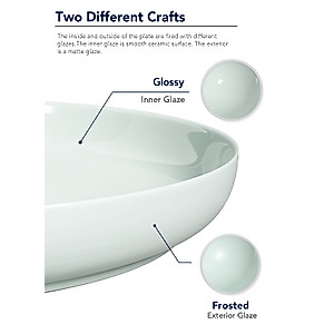 LE TAUCI Dinner Plate 9 inch, Ceramic Salad plate sets for Pasta, Risotto, Fluffiest, Pancakes, Dishwasher Microwave Oven Safe, set of 4, Sky blue