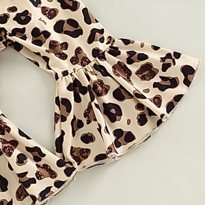 fhutpw Newborn Baby Girl Clothes Infant Rib Frill Long Sleeve Romper Flared Pants Headband Set 3pcs Fall Winter Outfits (C- Beige- Mock Neck, 0-3 Months)