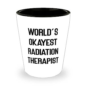 Radiation therapist For Colleagues, World's Okayest Radiation Therapist, Inspire Radiation therapist Shot Glass, Ceramic Cup From Boss