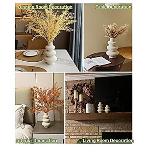 Steviieden Ceramic Vases Set 2, Modern Home Decor,Off White Round Vases,Modern Dried Flower Vases, Boho Home Decor for Centerpieces Wedding Dinner Table Party Living Room Office Bedroom