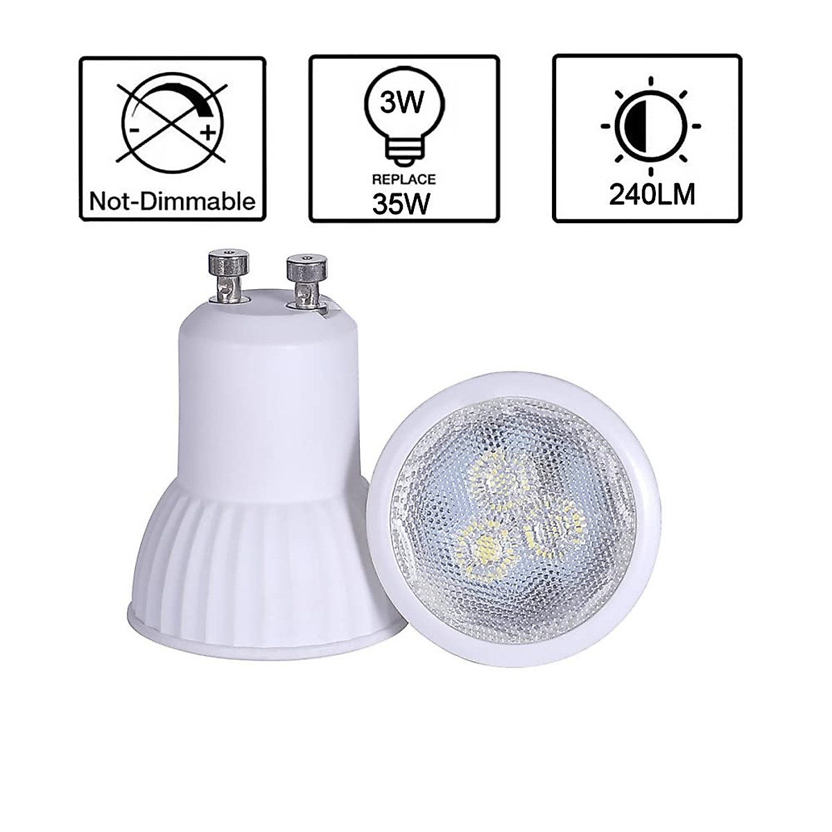 ukzboss MR11 GU10 35mm Mini LED 3W 120V Non-Dimmable 6000K Cool White Spotlight Small Bulb Replace 35W Halogen Bulb Equivalent GU10 LED Spotlight
