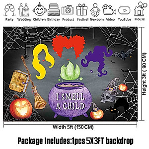 Drink Up Witches Theme Background 5x3ft Halloween I Smell a Child Photography Backdrop Baby Shower Kids Birthday Trick or Treat Party Decorations Boo Bats Pumpkin Dark Night Photo Booth Props