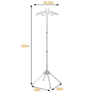 GDKJWIM Standing Clothes Steamer Hanger and Garment Ironing Gloves,Portable Folding Drying Rack for Clothes,Height-Adjustable Handheld,Grey