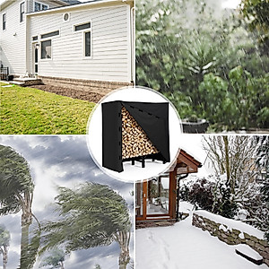 Yaheetech Firewood Rack Outdoor 4ft Heavy Duty Metal Firewood Rack Indoor with Waterproof Cover Combo Set, Wood Holder Fireplace Iron Log Holder for Indoor Outdoor, Black