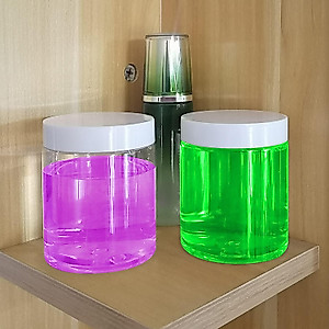 YUENPUN 30 PCS 4 OZ Slime Containers with White Lids, Wide Mouth Plastic Round Storage Jars, Clear Plastic Slime Containers, Small Plastic Cosmetic Jars for Lotion, Cream, Beauty Products