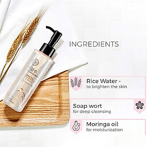 THE FACE SHOP Rice Water Bright Rich Cleansing Oil | Completely Removes Skin Impurities & Deep Makeup | Keep Skin Moisturized, Soft & Clear | Suitable for Normal to Dry Skin | 5.07 fl.Oz, K-Beauty