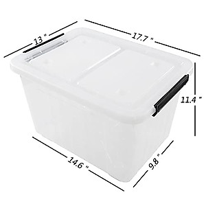 Qqbine 30 Quart Large Clear Storage Boxes with Wheels, Plastic Large Latching Bins with Lids, 4-Pack