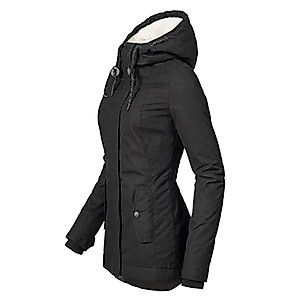 Aniywn Fleece-Lined Rain Jacket for Women Waterproof Windproof Snow Ski Hooded Jacket Winter Outdoor Windbreaker Coat