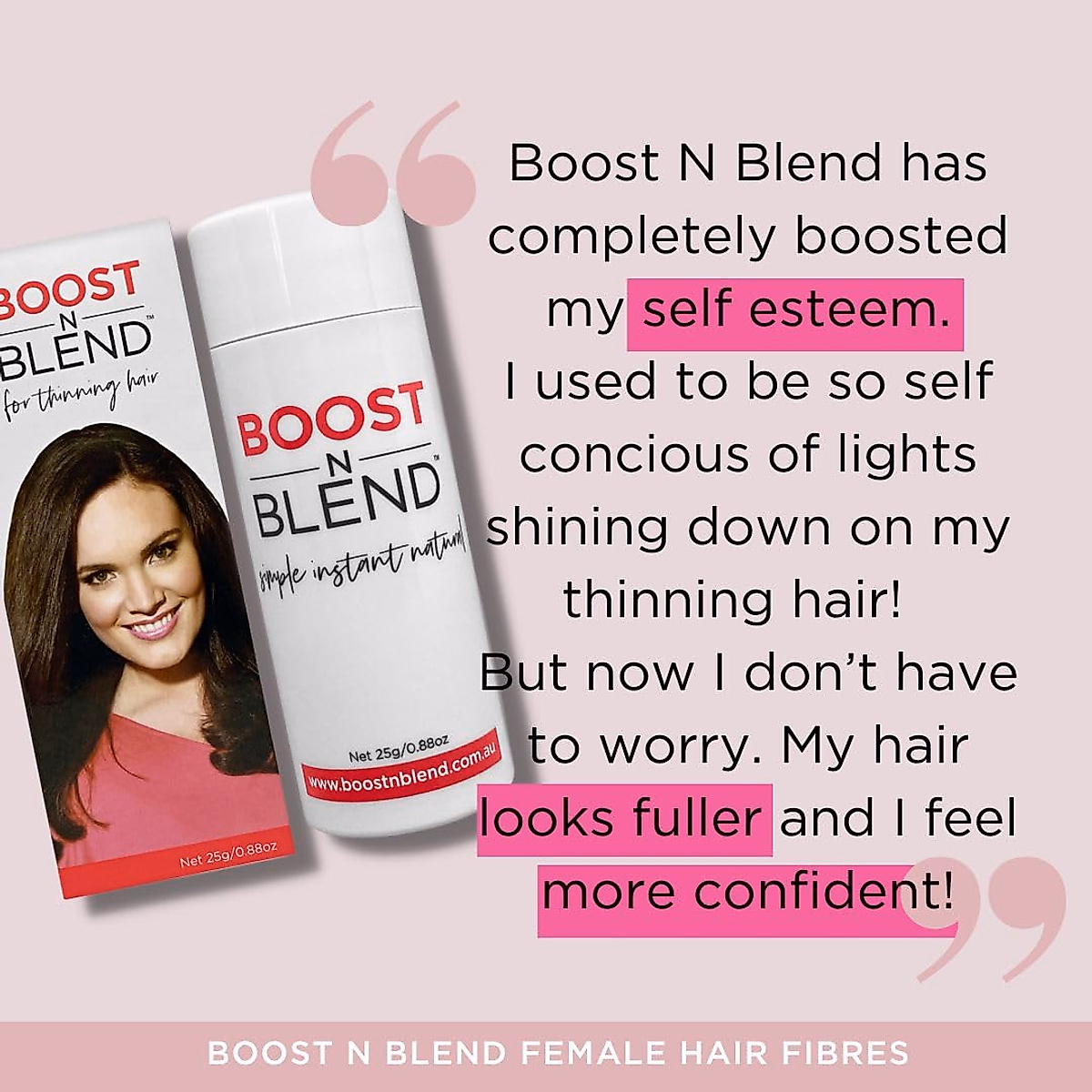 Boost N Blend Hair Volumizer for Women - Scalp Concealer Powder and Cotton Fibers for Thinning Hair (25g/0.88oz)