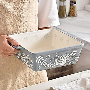 KINGSBULL HOME Baking Dish 8x8 Baking Pan Ceramic Brownie Pan Casserole Dish Hand-painted Bakeware Sets Lasagna Pan