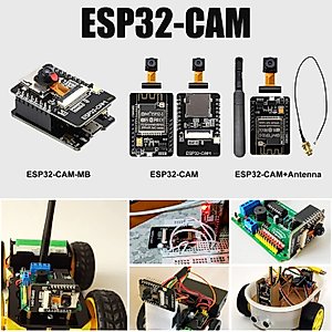 Aideepen 2PCS ESP32 DC 5V Dual-core WL with OV2640 Camera TF Card Module+ESP32-CAM +Antenna +IPEX to RP-SMA