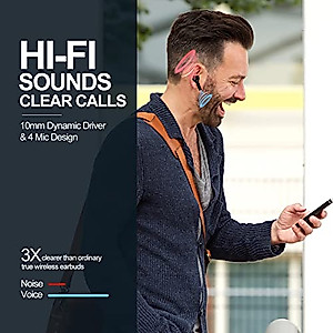 ＷＭＷＹＭＸ Wireless Earbuds, Active Noise Cancelling Headphones in-Ear Bluetooth Headsets with 4 Mics 30hrs Playtime Fast Charging Premium Sound for Sports IPX8 Waterproof Gaming/Sleeping Earphones