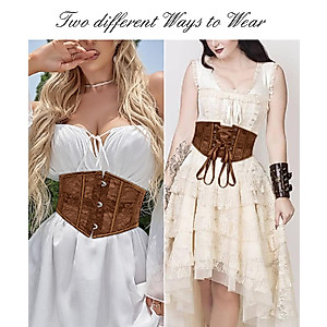 Scarlet Darkness Corset Belt Women Lace Up Waist Belt Ren Faire Underbust Corset Brown Size 10